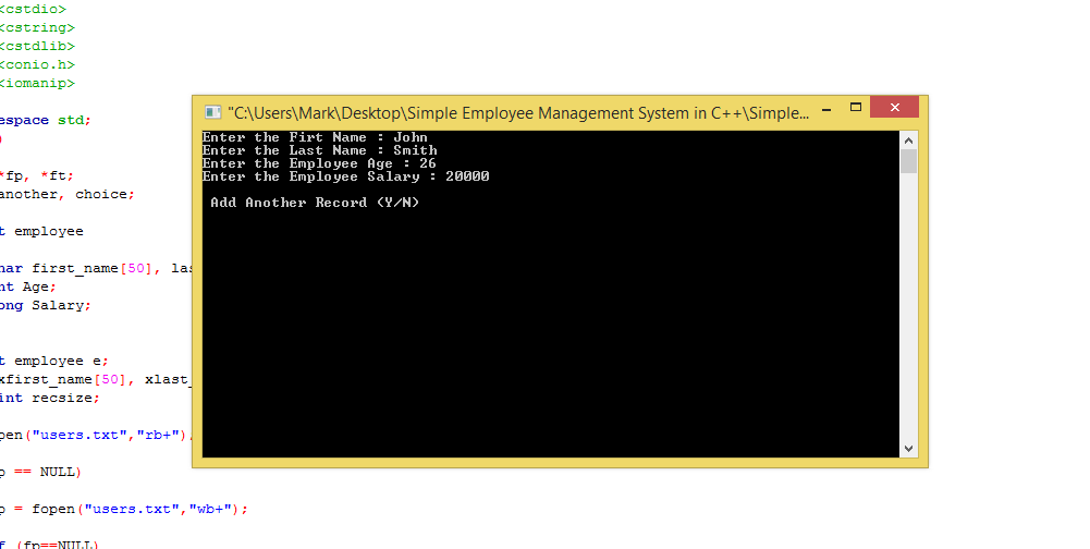 Simple Employee Management System in C++ Free Source Code | SourceCodester